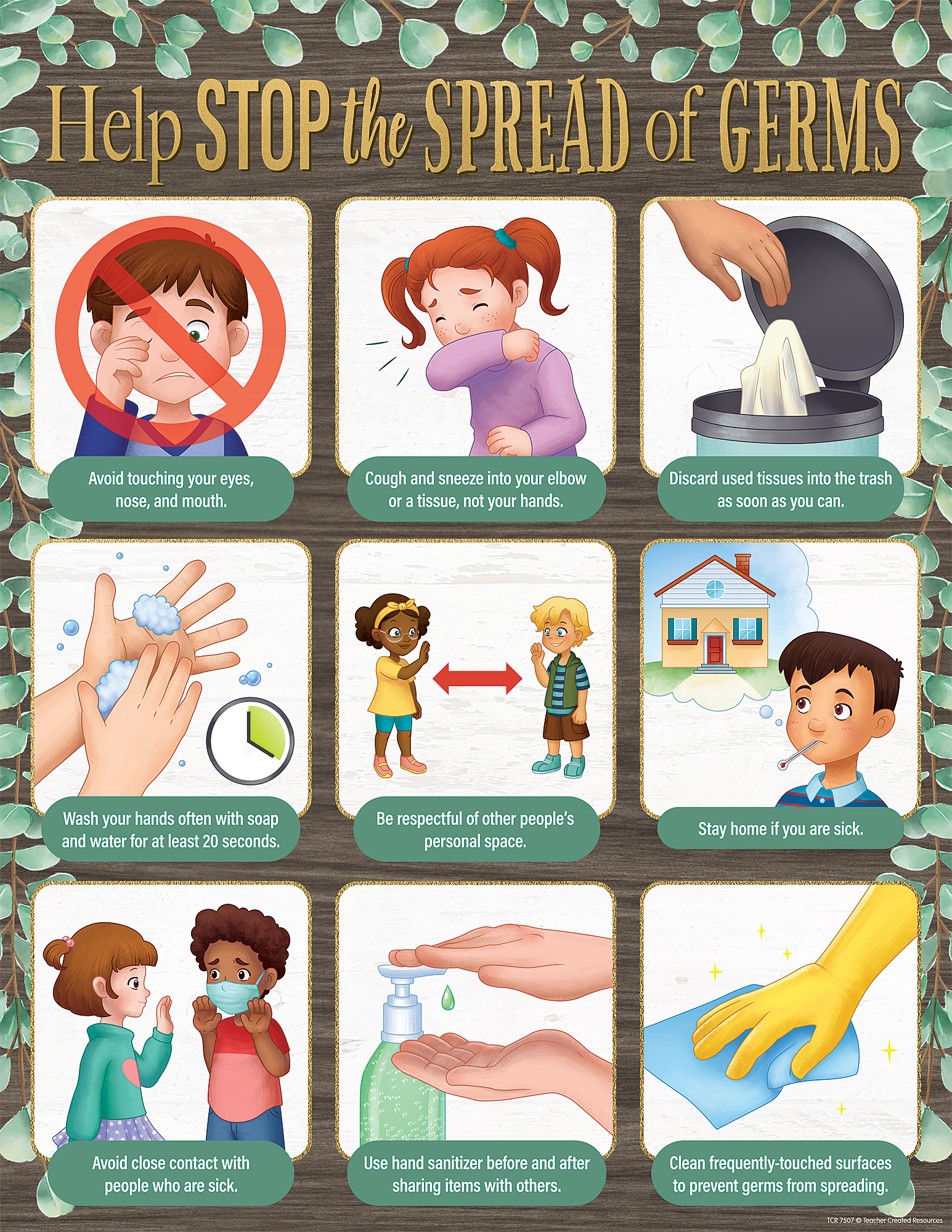 Eucalyptus Help Stop the Spread of Germs Chart - TCR7507 | Teacher ...