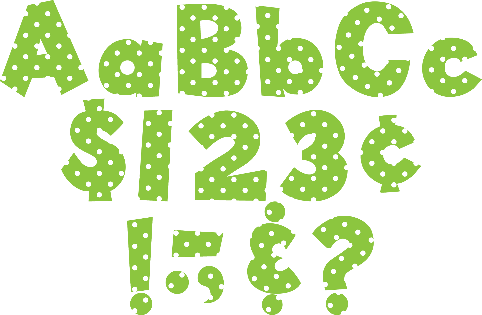 Green/White Dot 4" Fun Font Letters - TCR75144 | Teacher Created Resources