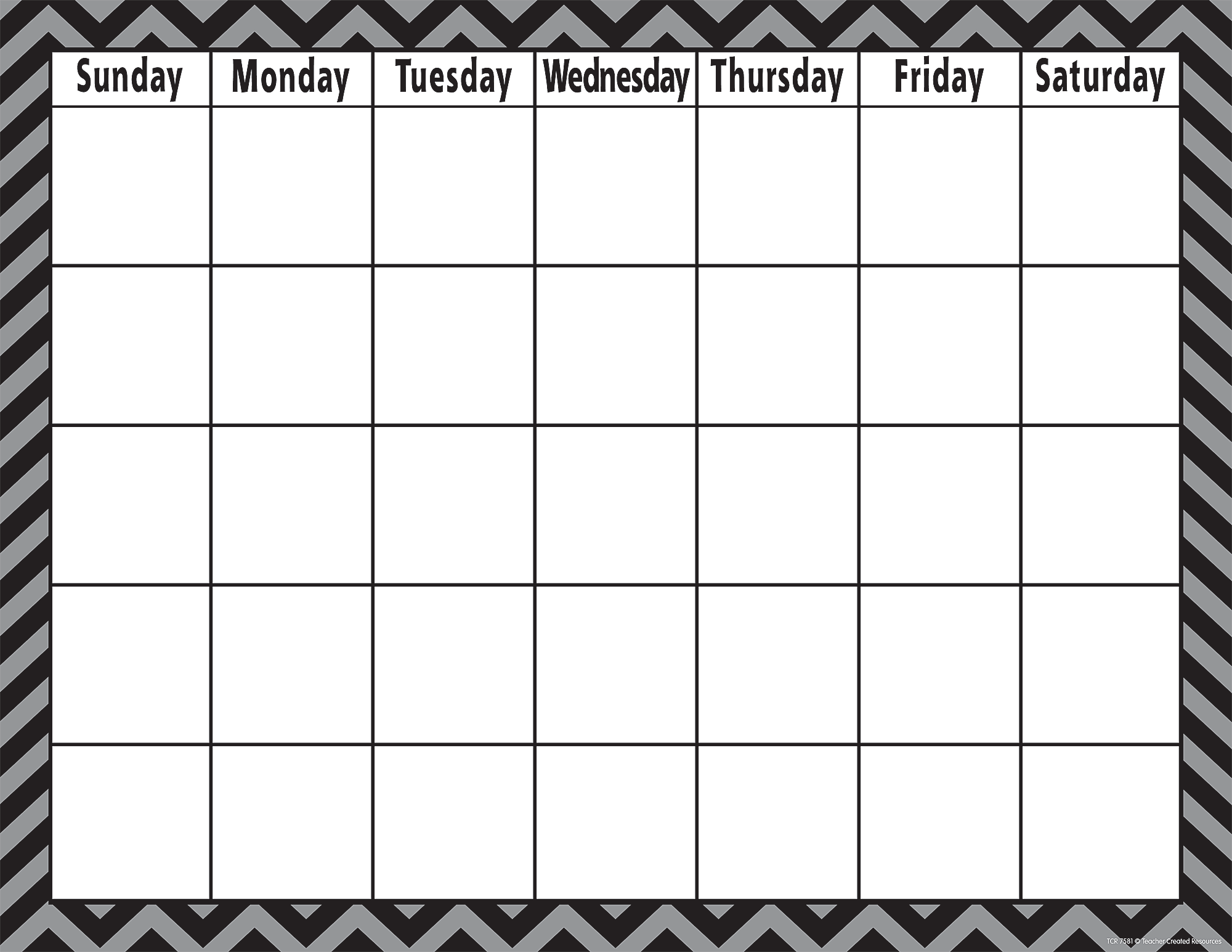Black Chevron Calendar Chart - TCR7581 | Teacher Created Resources