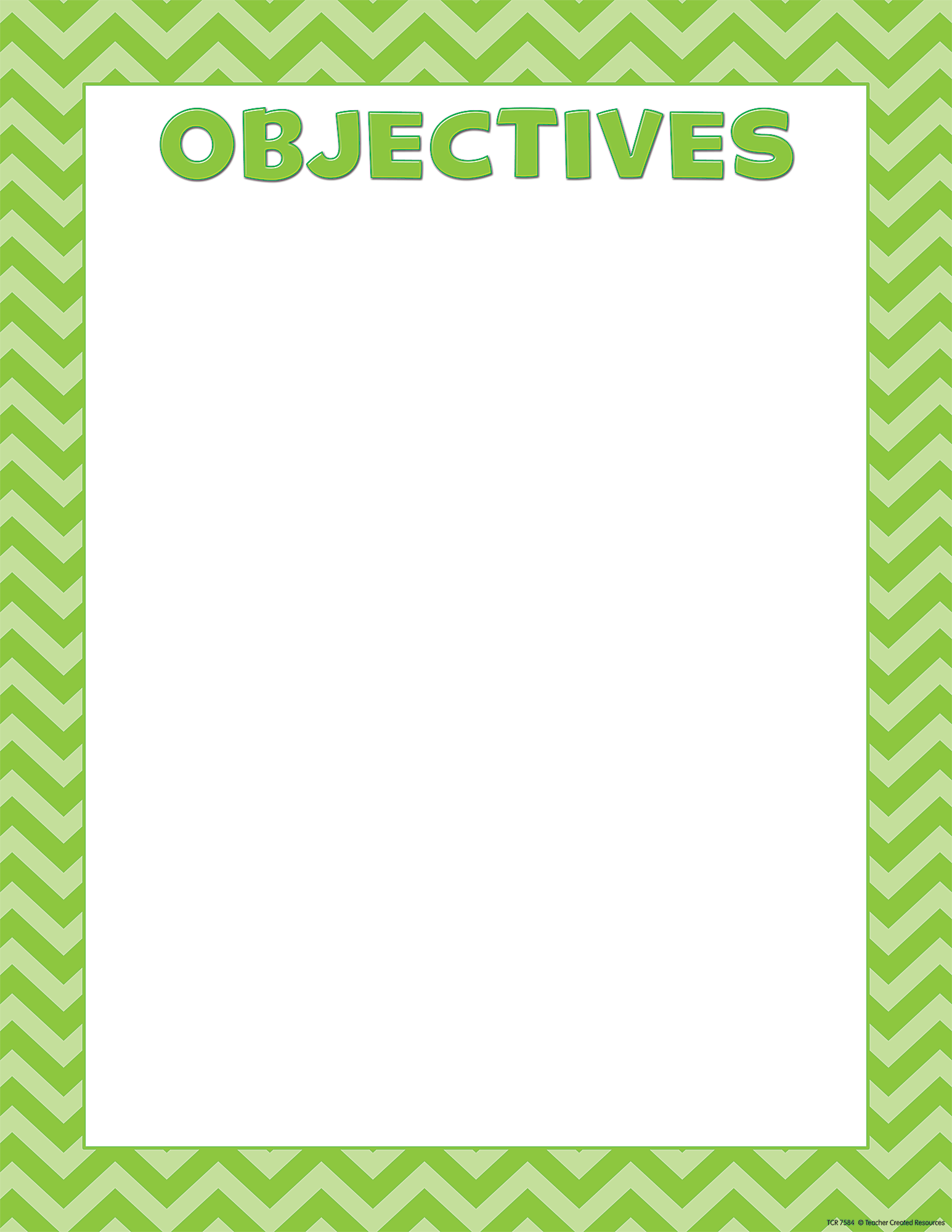 Lime Chevron Objectives Chart - TCR7584 | Teacher Created Resources