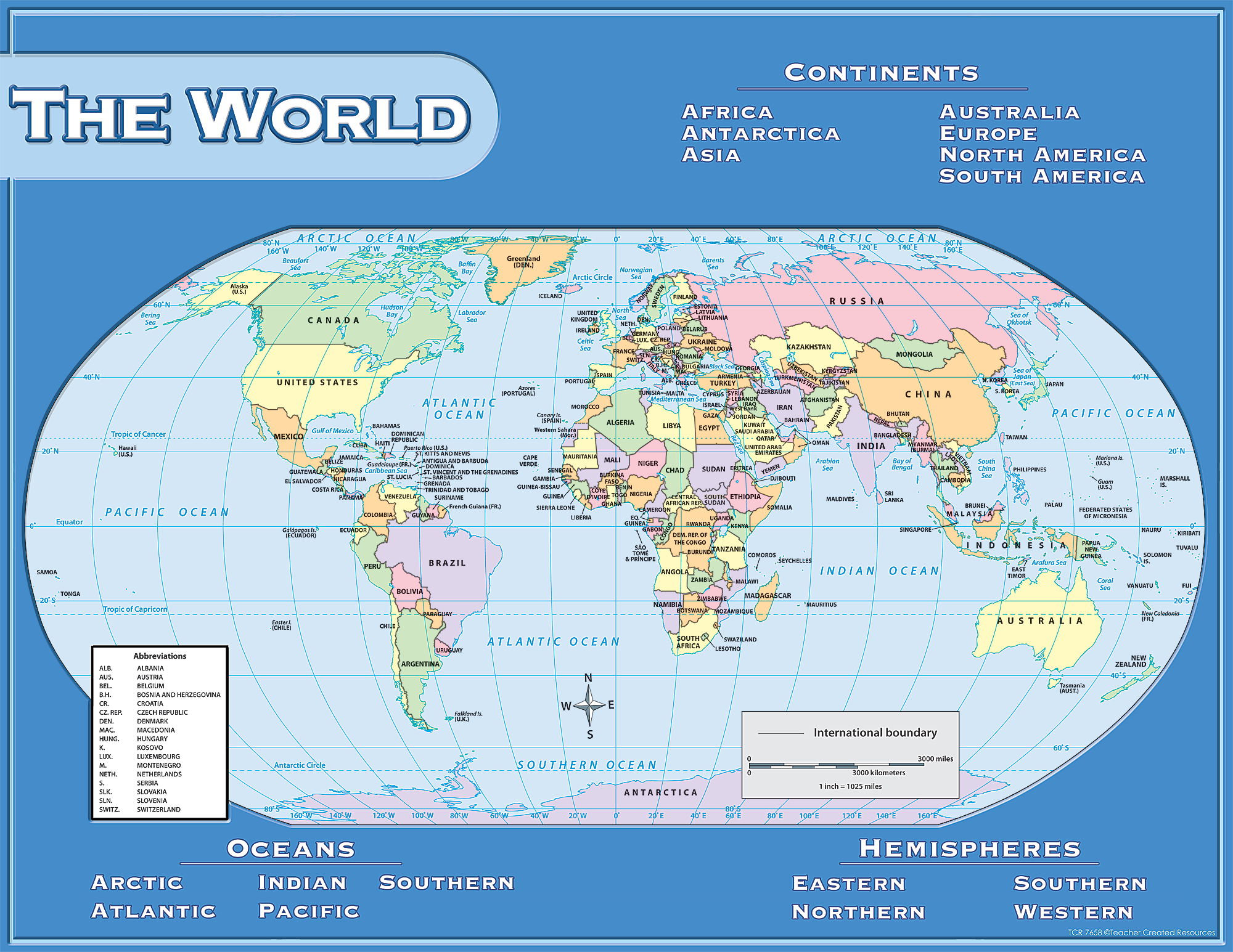 World Map Chart TCR7658 Teacher Created Resources