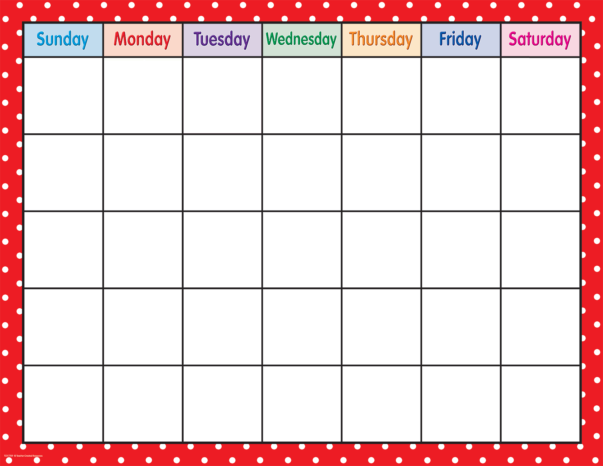Red Polka Dots Calendar Chart - TCR7709 | Teacher Created Resources