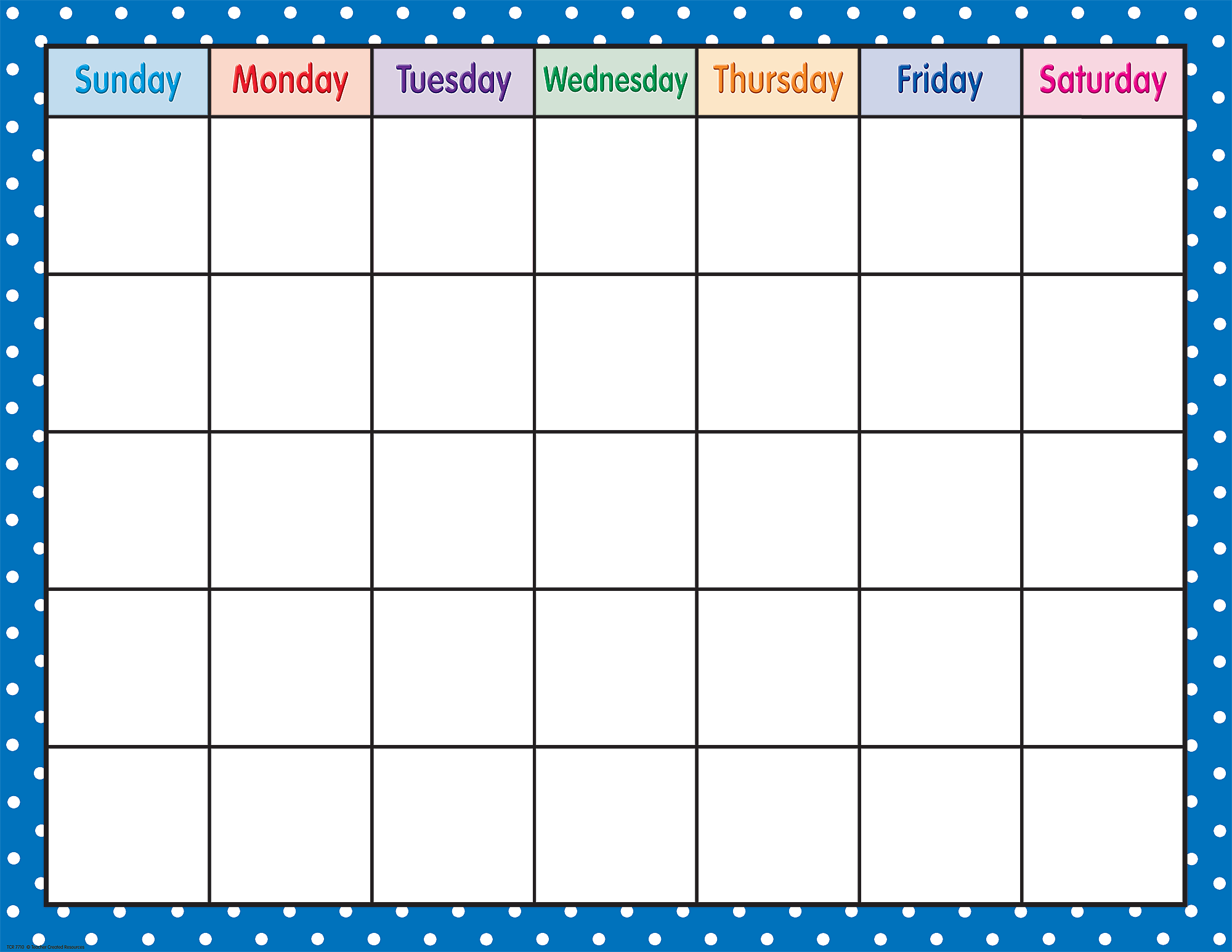 Blue Polka Dots Calendar Chart - TCR7710 | Teacher Created Resources