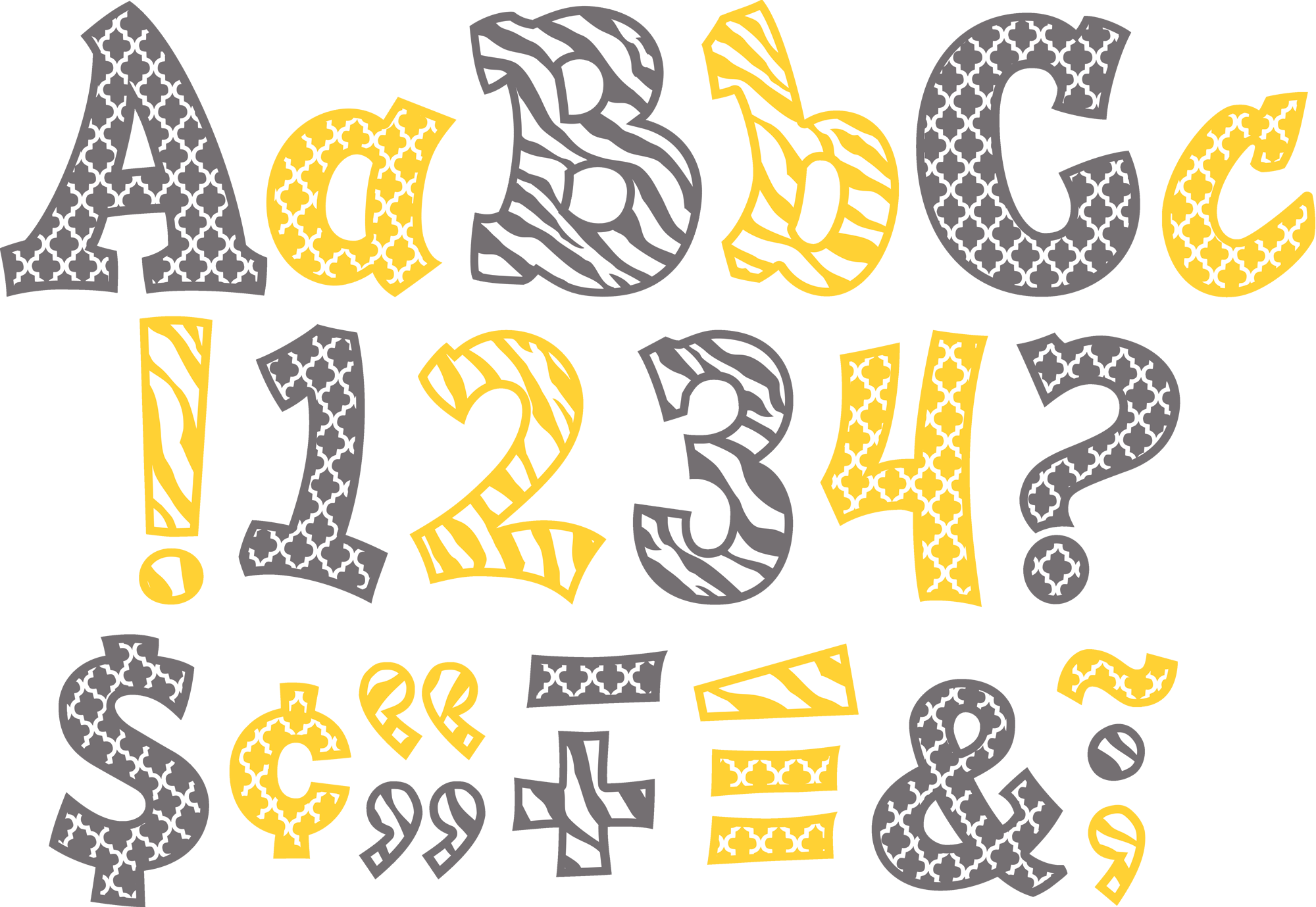 Lemon and Gray Wild Moroccan 5" Sassy Font Letters - TCR77120 | Teacher ...