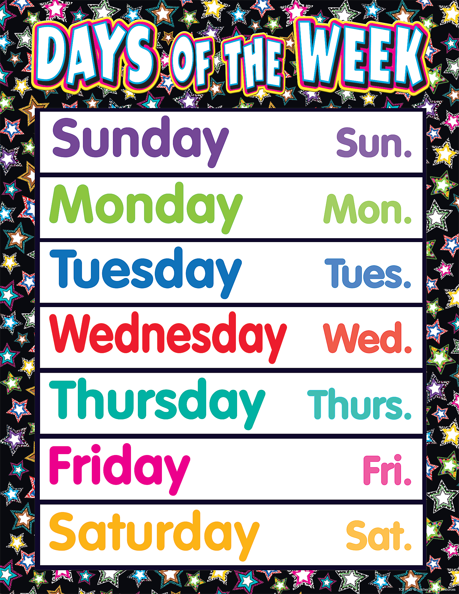 Days Of The Week Chart For Preschoolers Days Of The Week Chart For Preschoolers