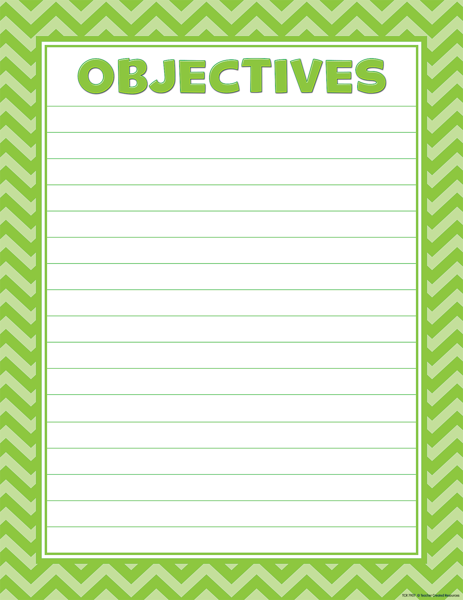 Lime Chevron Objectives Lined Chart - TCR7907 | Teacher Created Resources