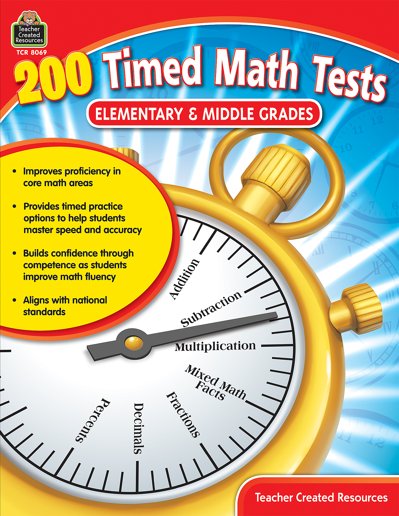 200 Timed Math Tests Elementary Middle Grades TCR8069 Teacher 