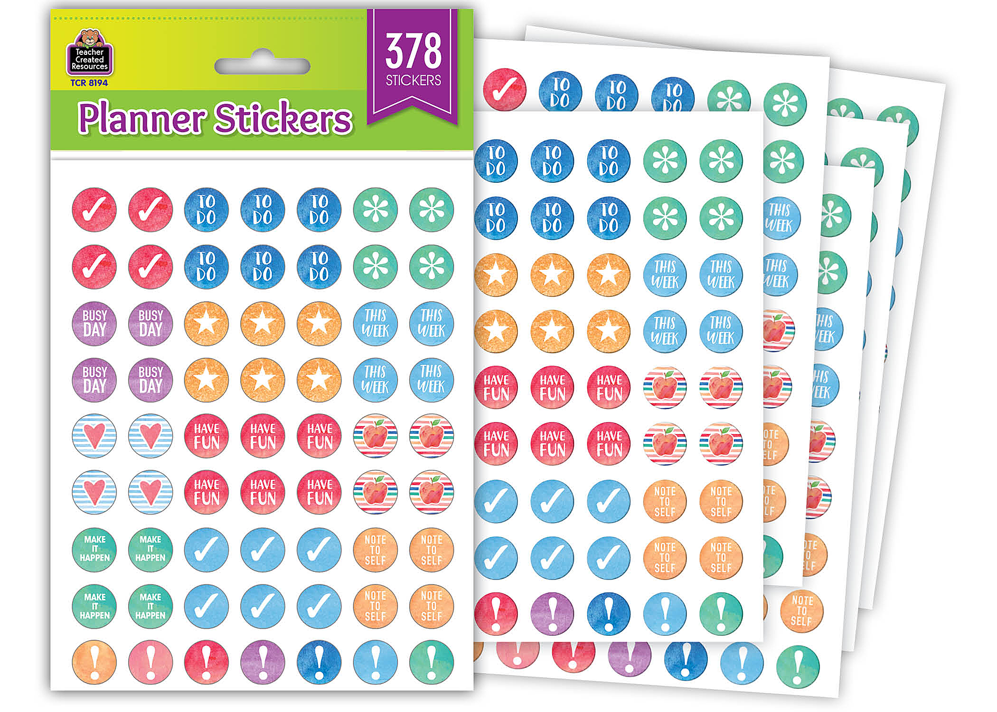 Watercolor Planner Mini Stickers - TCR8194 | Teacher Created Resources