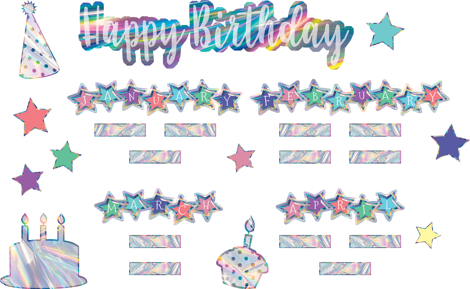 Iridescent Happy Birthday Mini Bulletin Board Tcr8679 Teacher
