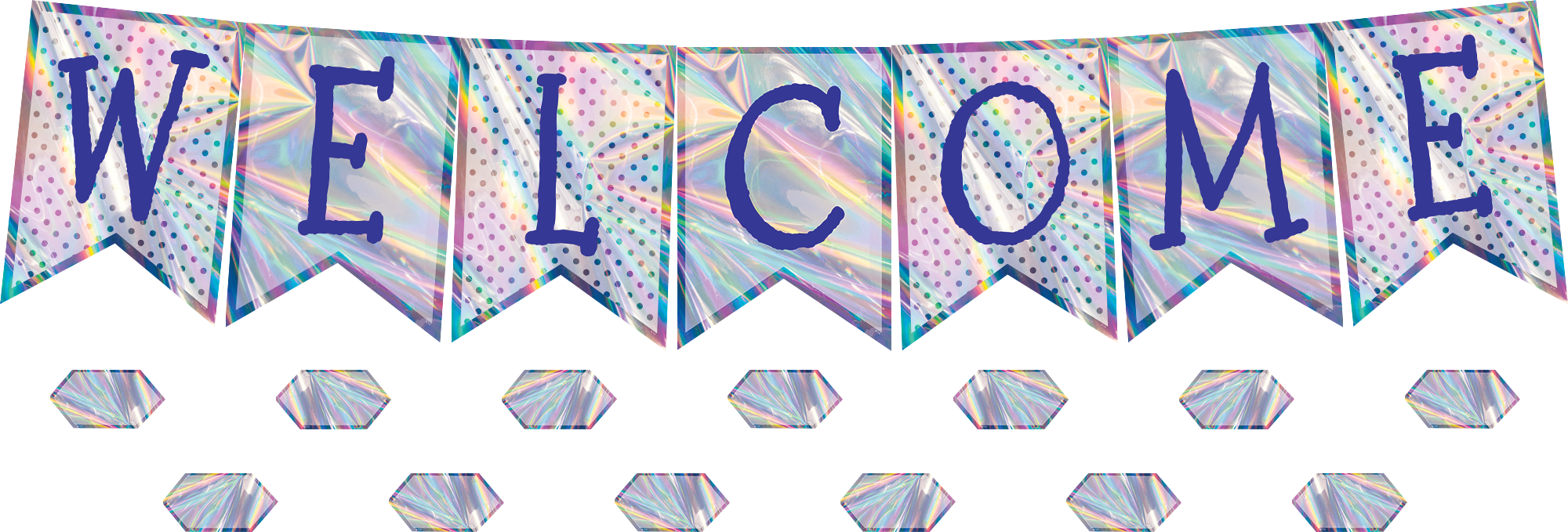 Iridescent Pennants Welcome Bulletin Board Display - TCR8680 | Teacher ...