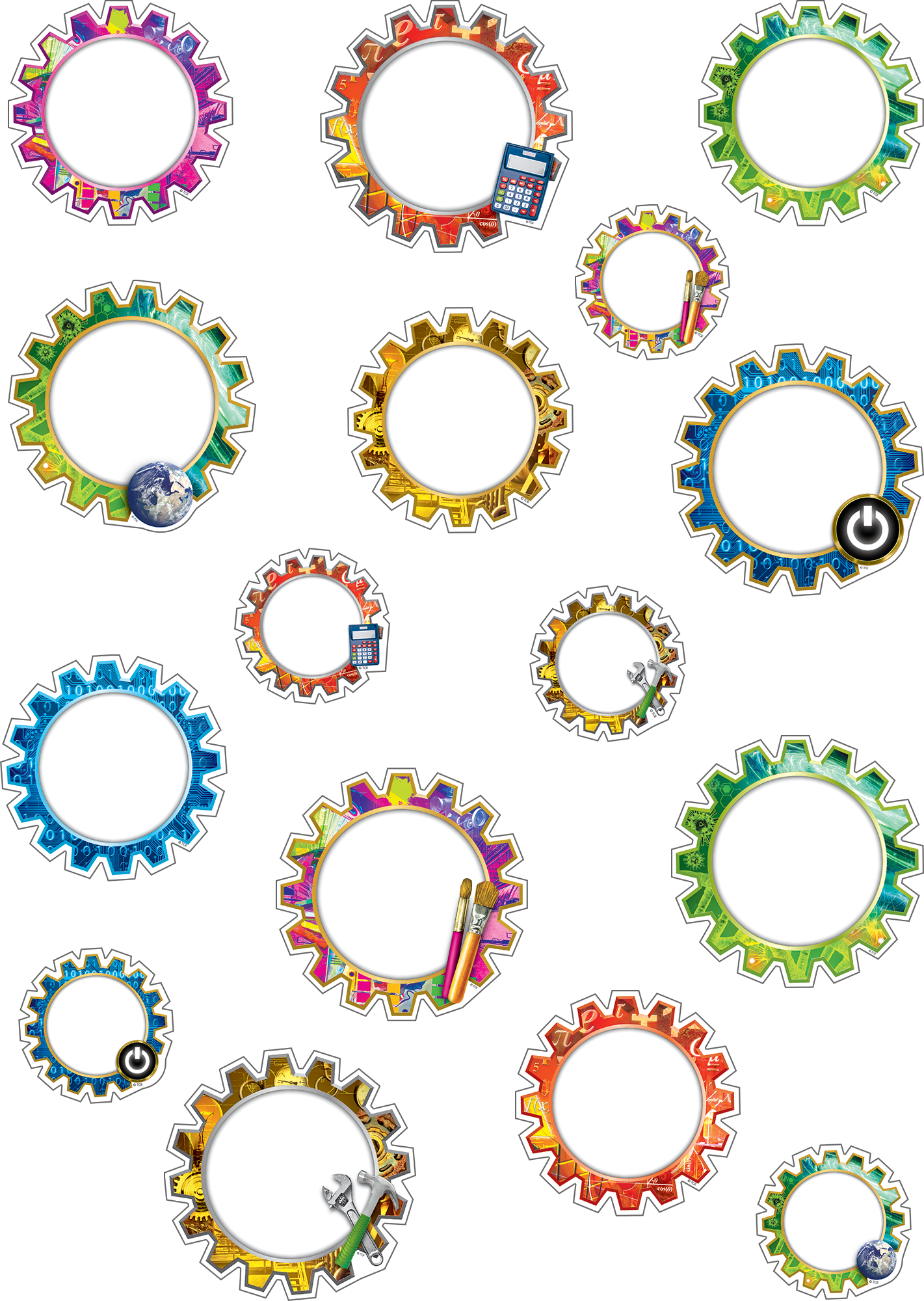 STEAM Gears Accents - Assorted Sizes - TCR8738 | Teacher Created Resources