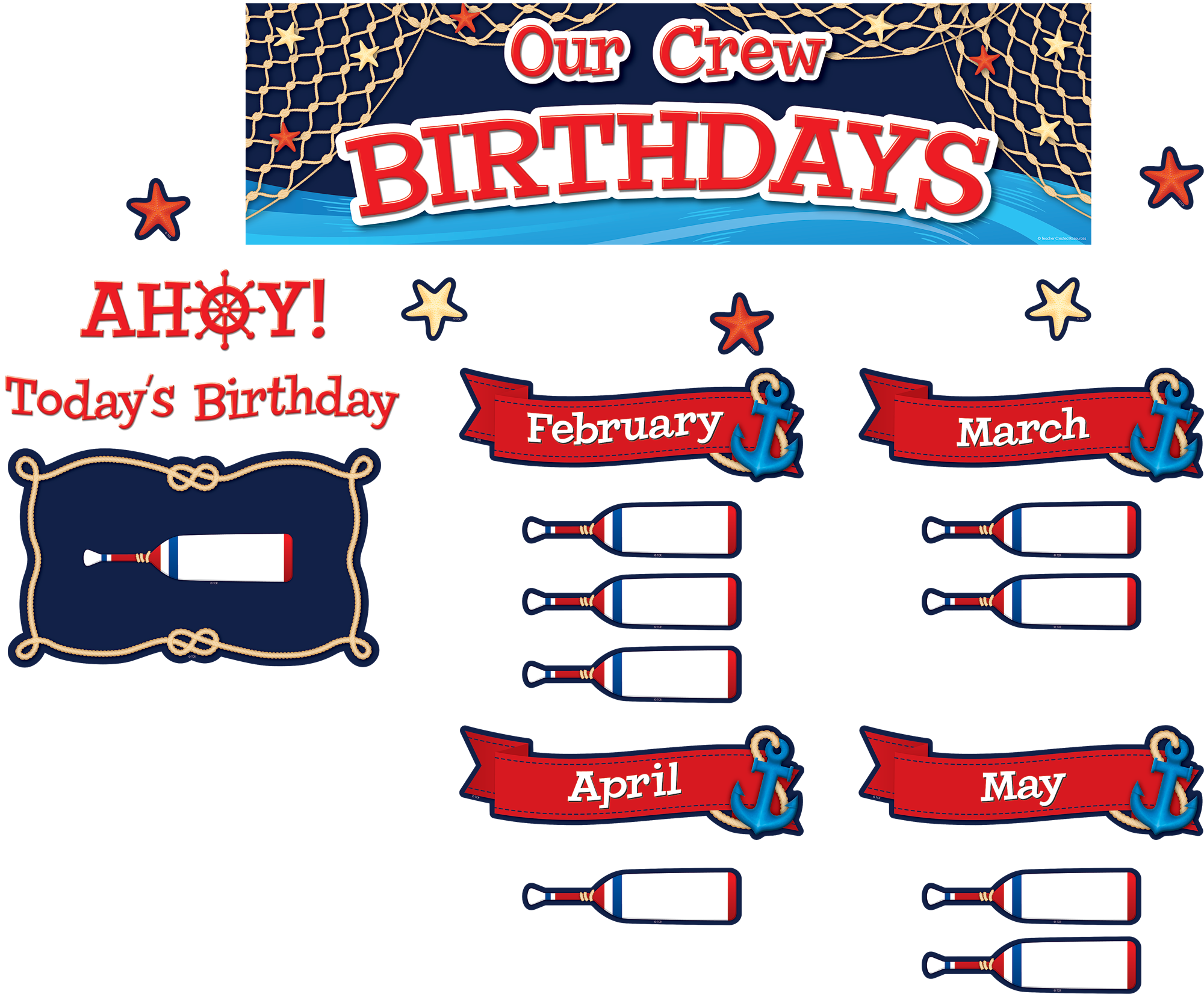 Nautical Our Crew Birthdays Mini Bulletin Board - TCR8896 | Teacher ...