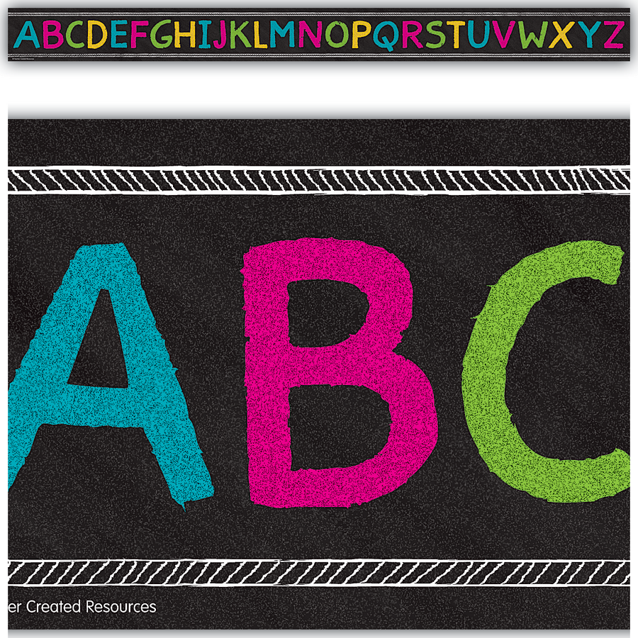 Chalkboard Brights Alphabet Straight Border Trim - TCR3477 | Teacher ...