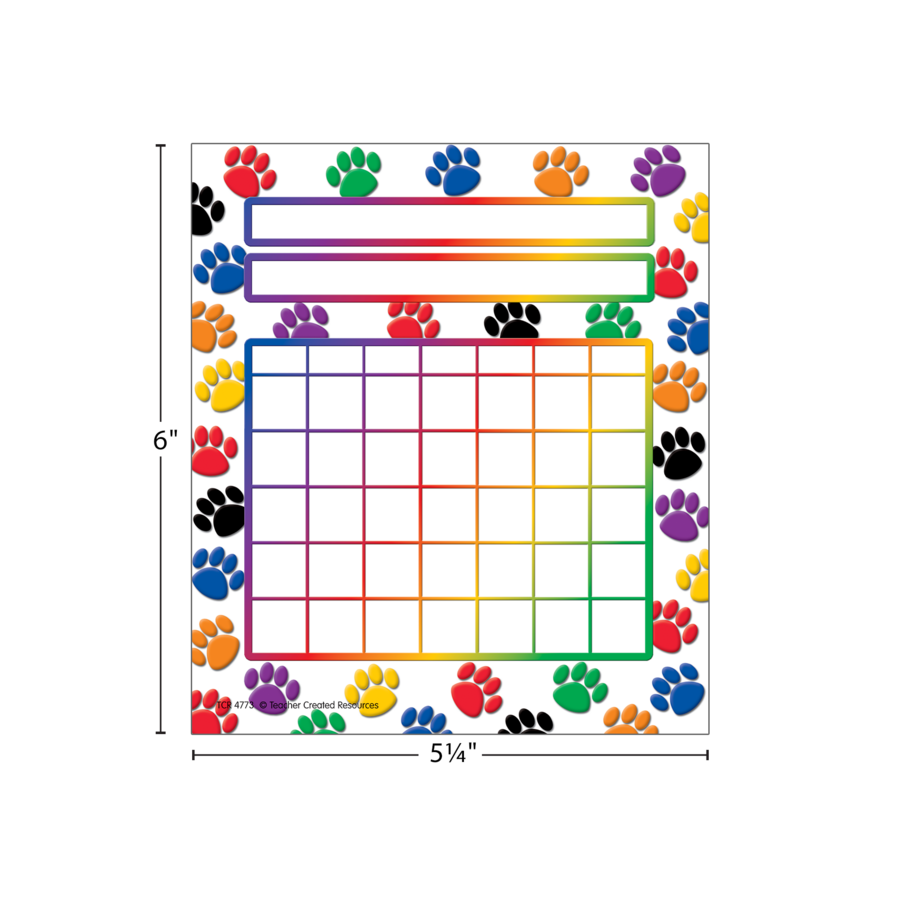 Colorful Paw Prints Incentive Charts - TCR4773 | Teacher Created Resources