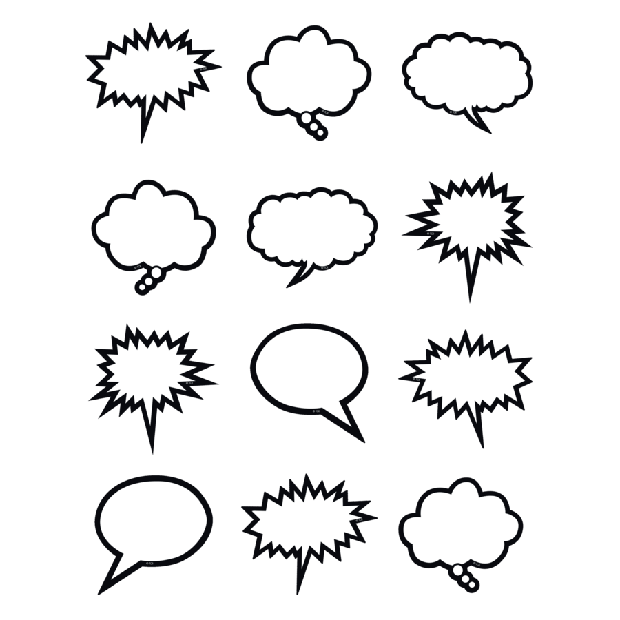 Black & White Speech/Thought Bubbles Mini Accents - TCR5641 | Teacher ...