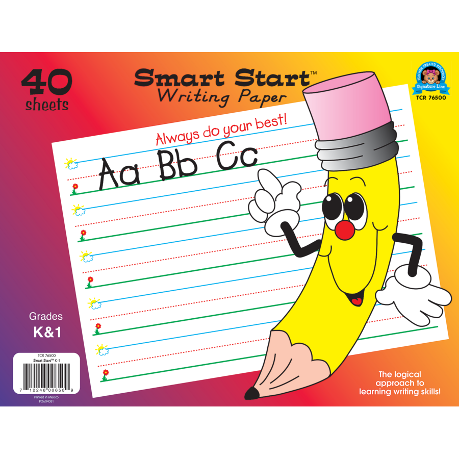 Smart Start K-1 Writing Paper: 40 Sheet Tablet - TCR76500 | Teacher ...