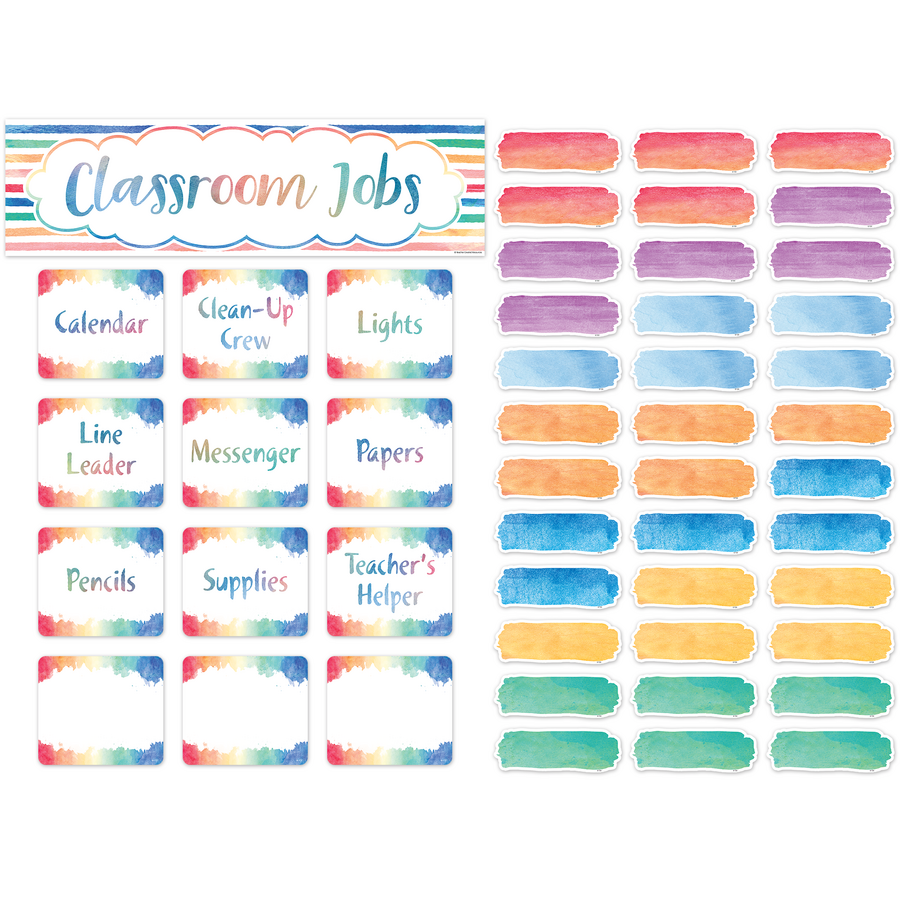 Watercolor Classroom Jobs Mini Bulletin Board - TCR8137 | Teacher ...