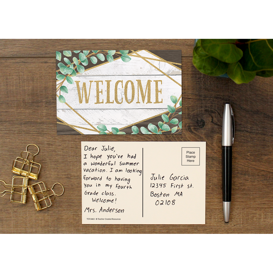 Eucalyptus Welcome Postcards - TCR8463 | Teacher Created Resources