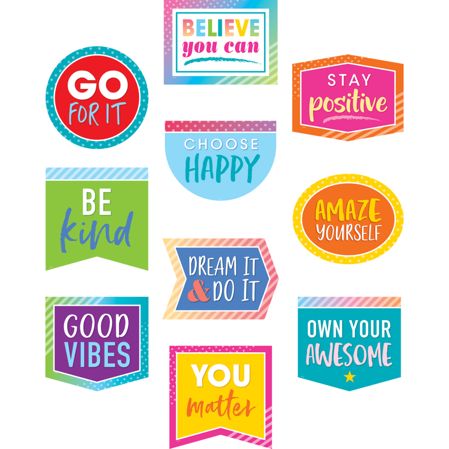 Colorful Vibes Positive Sayings Accents - TCR8825 | Teacher Created ...