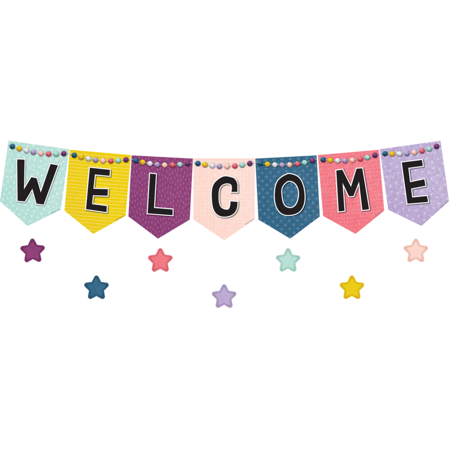 Oh Happy Day Pennants Welcome Bulletin Board - TCR9022 | Teacher ...