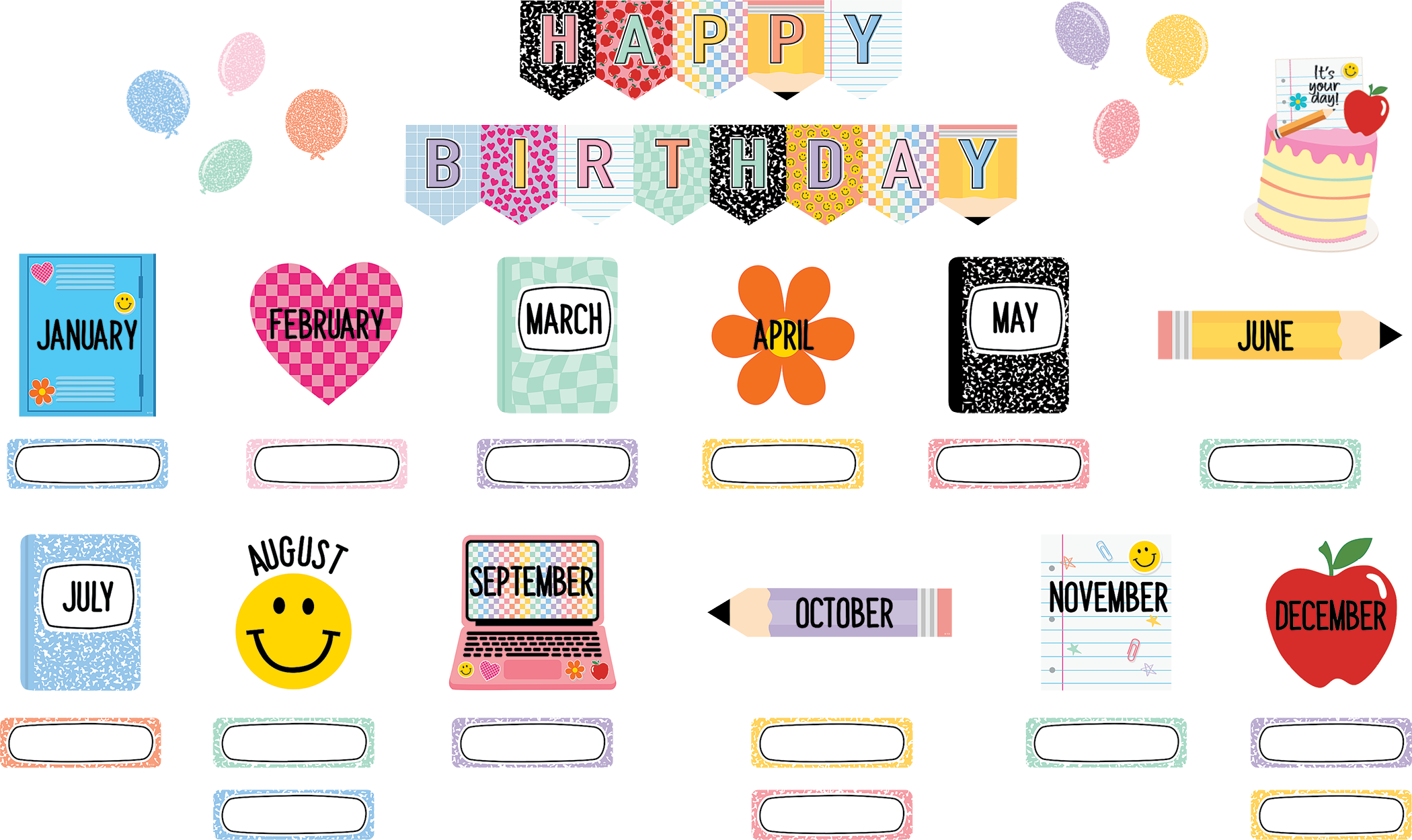 Cool for School Happy Birthday Mini Bulletin Board Set - The School Box Inc