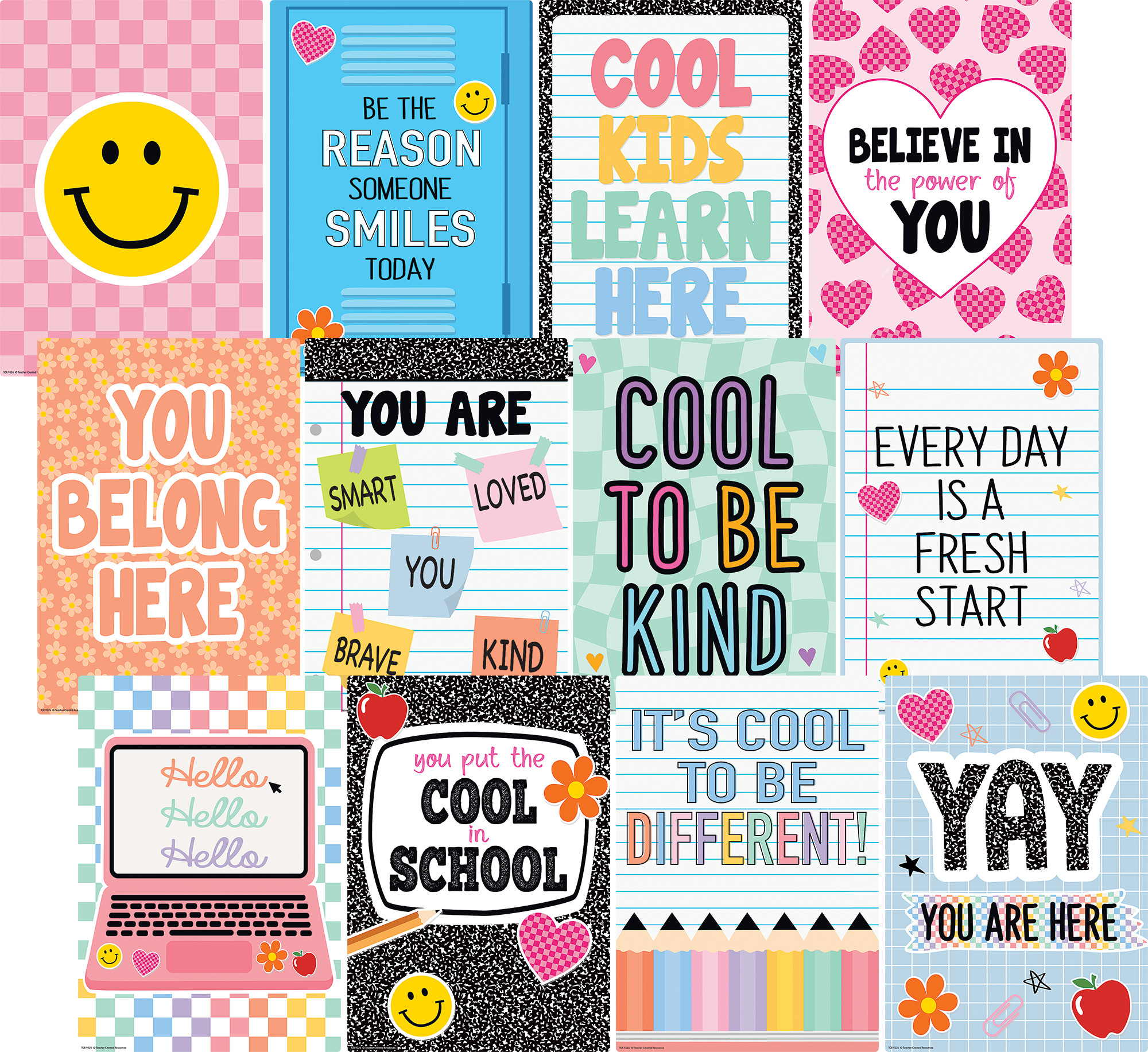 Cool for School Positive Sayings Small Poster Pack - The School Box Inc