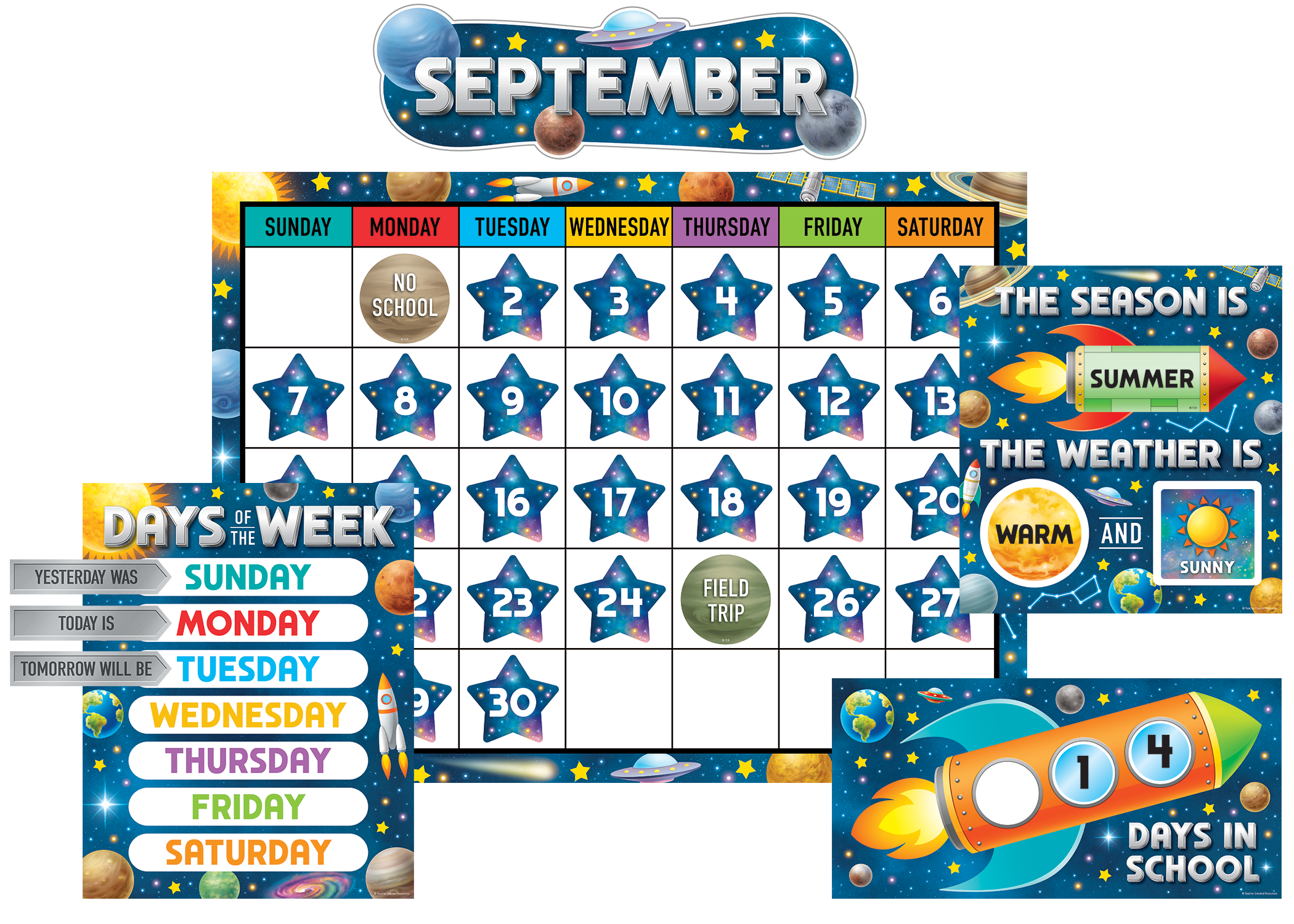 Outer Space Crew Calendar Bulletin Board - TCR9333 | Teacher Created ...