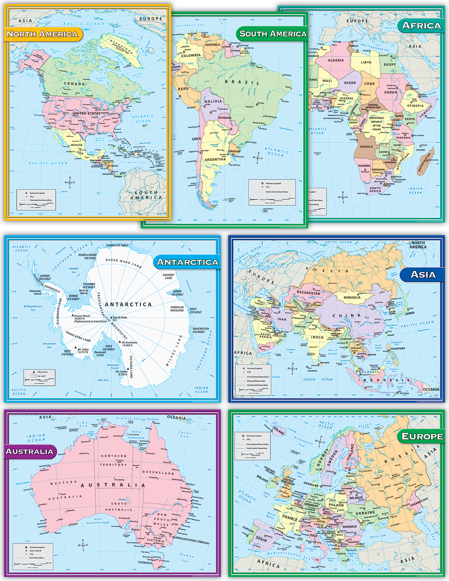 Continents Charts Set (7 charts) - TCR9899 | Teacher Created Resources