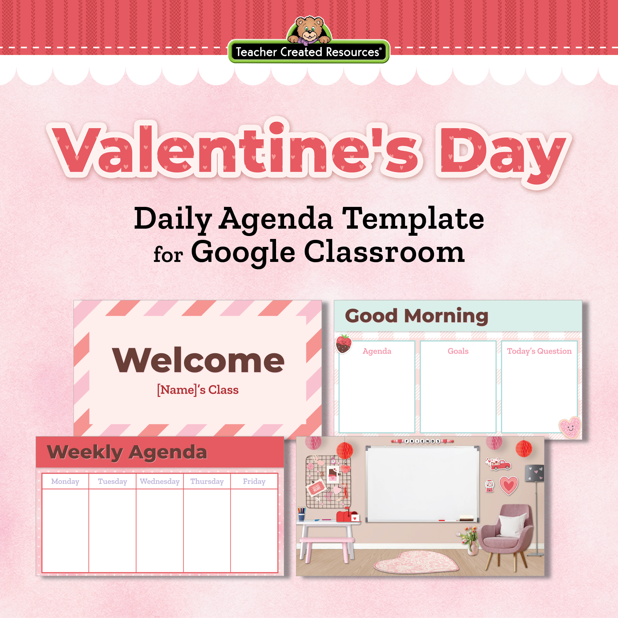 Valentine's Day Daily Agenda Template - TCRGS014 | Teacher Created ...