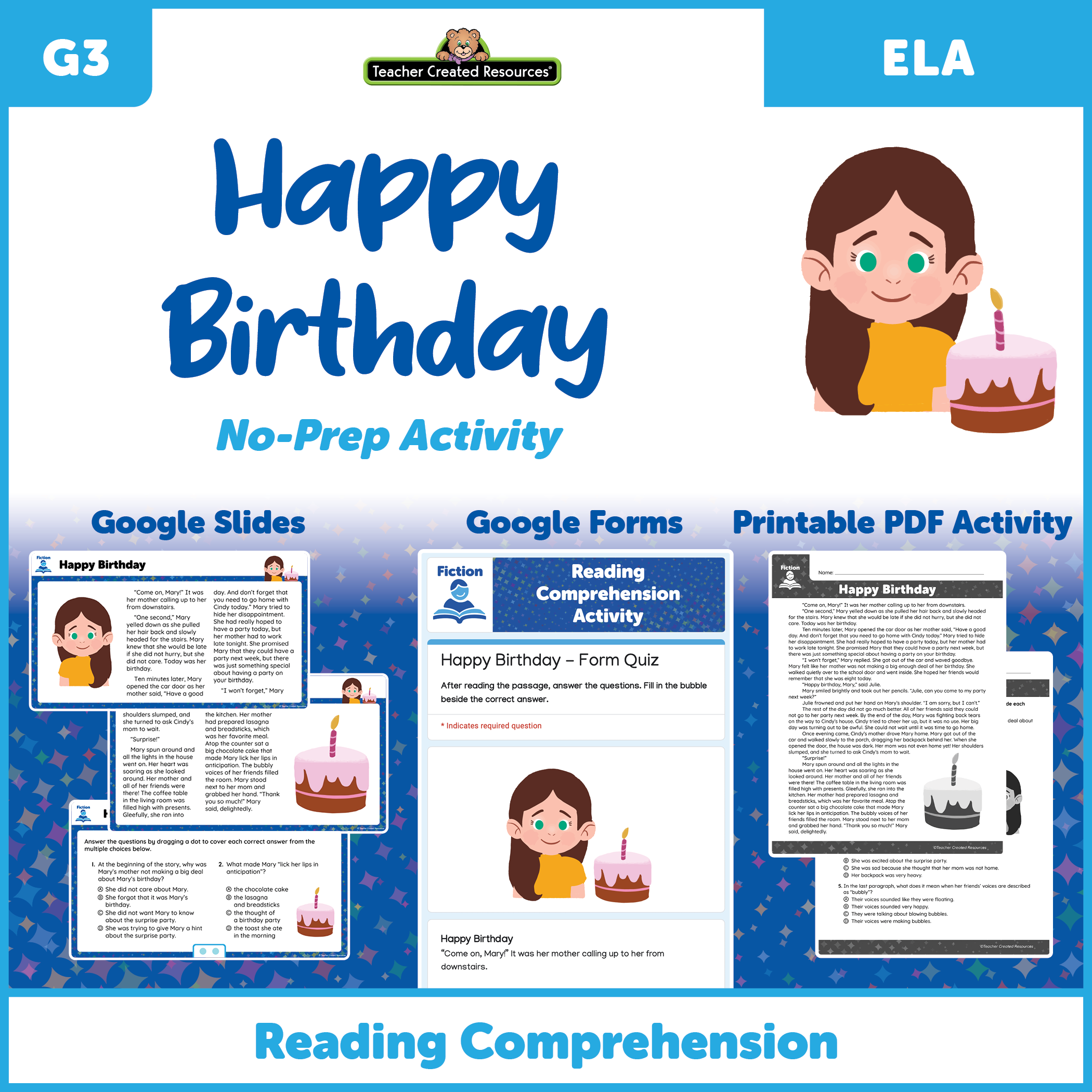 Happy Birthday - Reading Comprehension Activity Google Slides ...