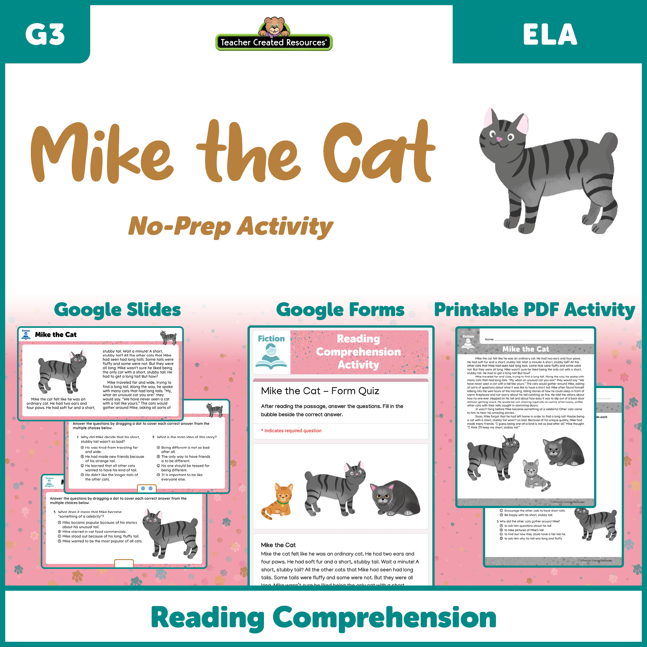 Mike the Cat - Reading Comprehension Activity Google Slides ...
